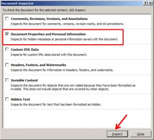 How to strip metadata from a Word 2010 document | Turnitin at Oxford